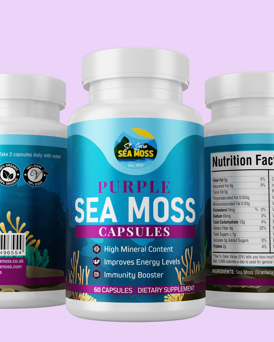 Buy Purple St Lucia Sea Moss Capsules in UK | St Lucia Sea Moss